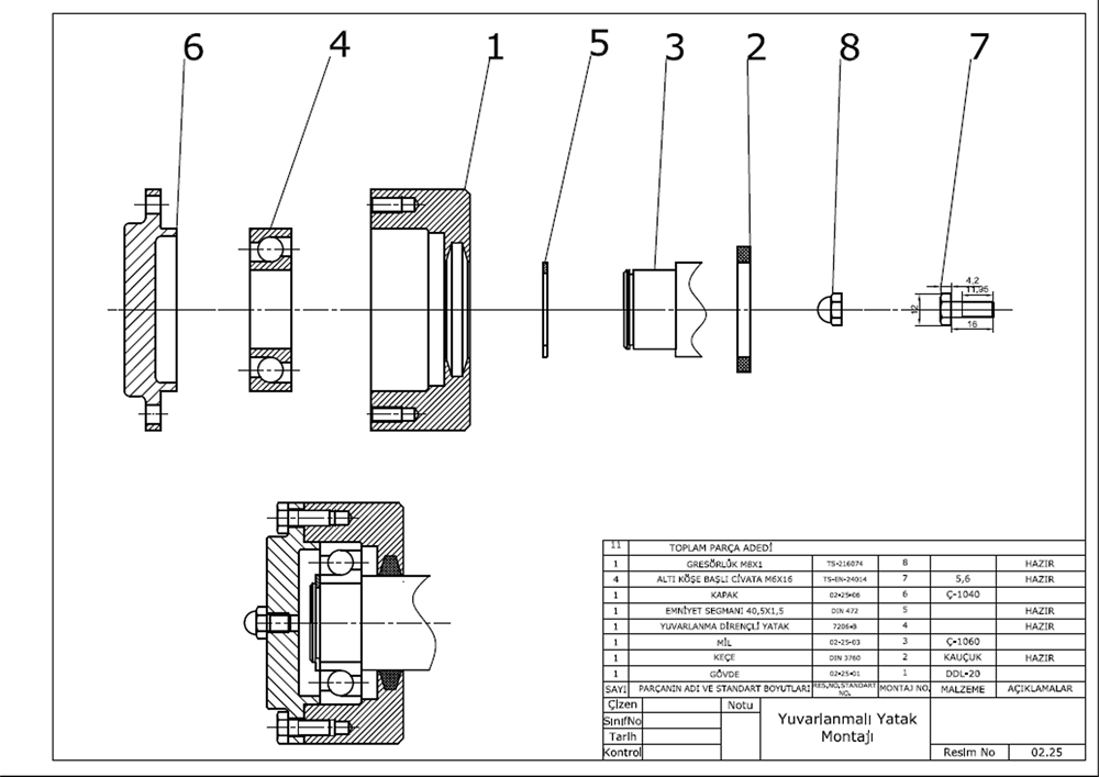 Teknik Resimde Yataklar - Rulmanlar - Makine Eğitimi